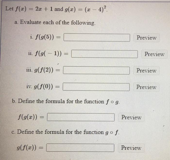 Solved The graphs of two functions f and g are shown below. | Chegg.com