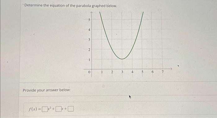 Solved Determine the equation of the parabola graphed below. | Chegg.com