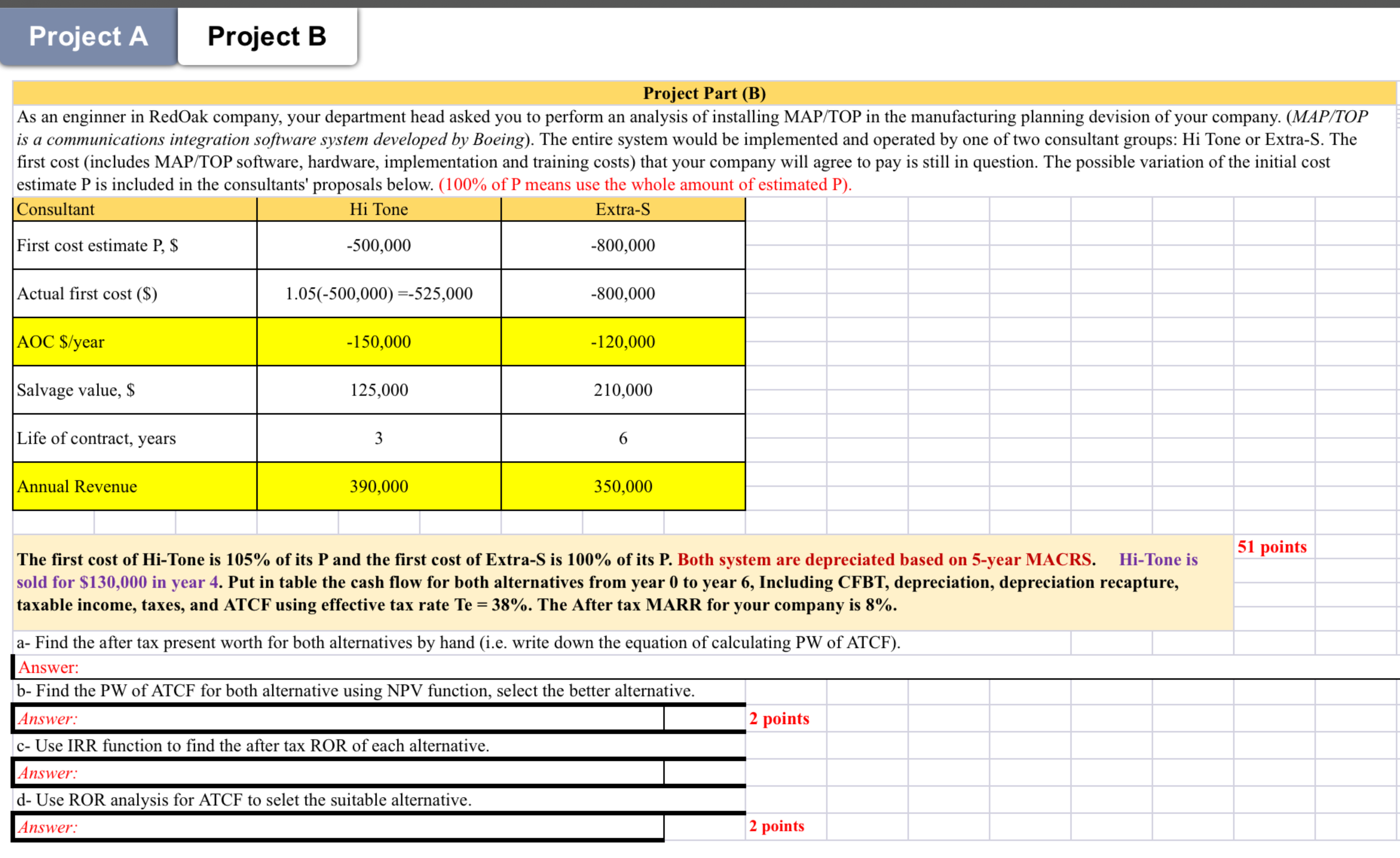 Solved Project Part (B)As an enginner in RedOak company, | Chegg.com