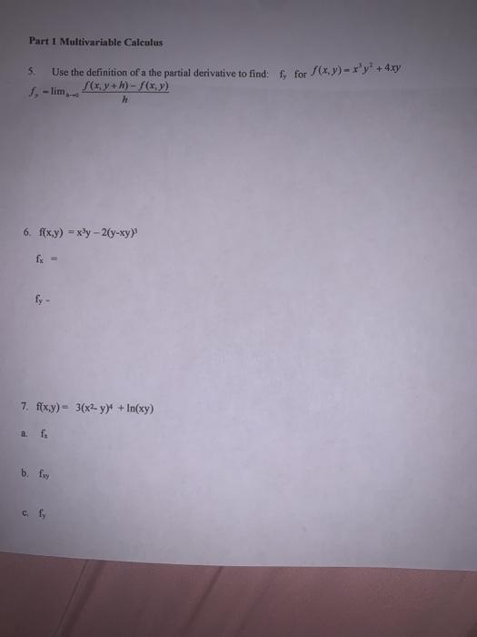 Solved Part 1 Multivariable Calculus 5 Use the definition of | Chegg.com