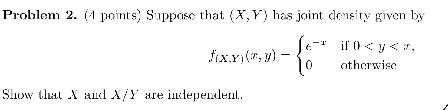Solved Problem 2. (4 ﻿points) ﻿Suppose that (x,Y) ﻿has joint | Chegg.com