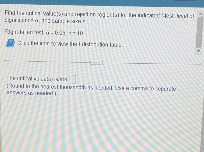 Solved Find the critical value(s) and rejection region(s) | Chegg.com