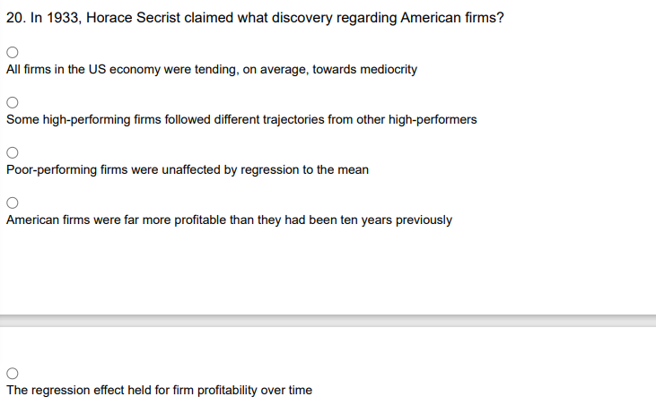 Solved In 1933, ﻿Horace Secrist claimed what discovery | Chegg.com