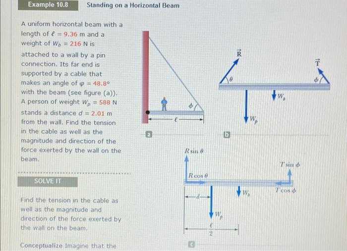 Solved Example 10.8 Standing on a Horizontal Beam R a A | Chegg.com