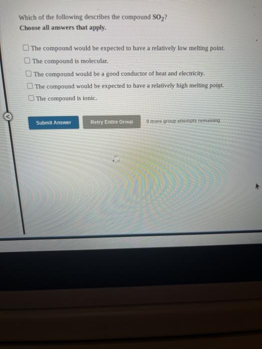 Solved Which of the following describes the compound S07? | Chegg.com