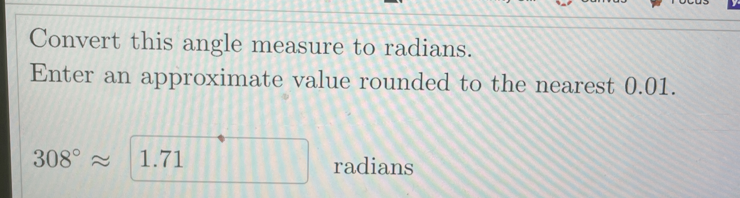 Solved xConvert this angle measure to radians.Enter an | Chegg.com