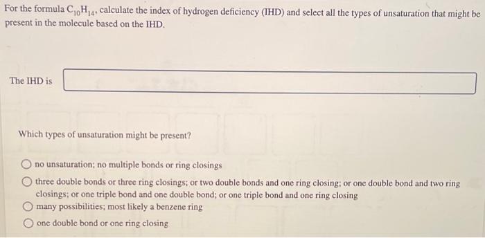 Solved For the formula CH4, calculate the index of hydrogen | Chegg.com