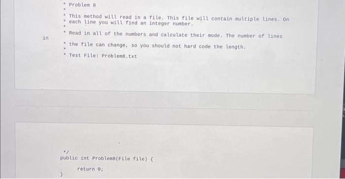 Solved - Problem 8 - This method will read in a file. This | Chegg.com