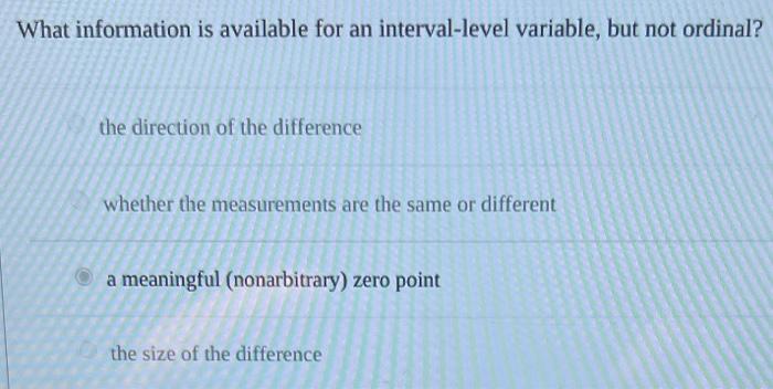 Solved What information is available for an interval-level | Chegg.com