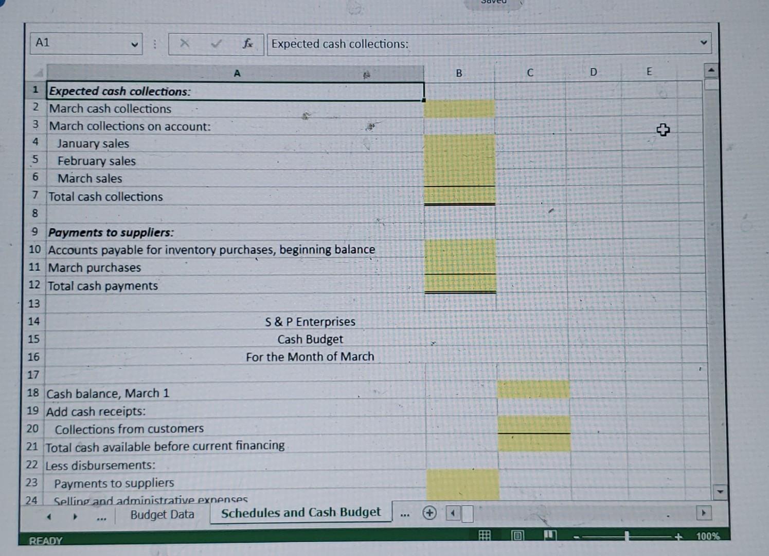 Solved Preparing a Cash Budget with Supporting Schedules | Chegg.com