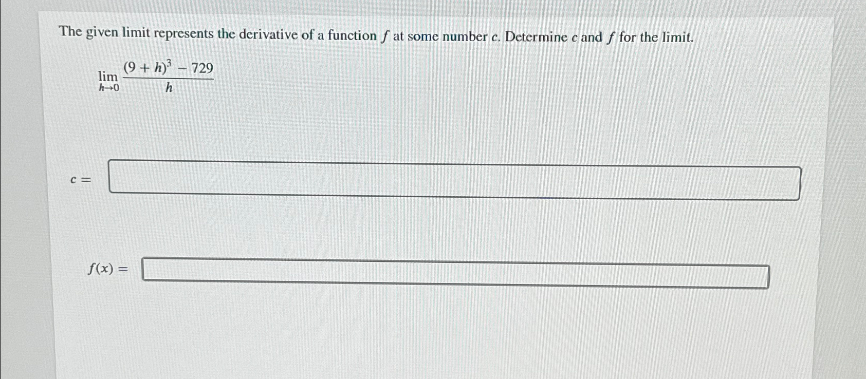 Solved The given limit represents the derivative of a | Chegg.com