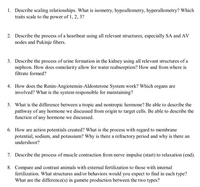 Solved 1. Describe scaling relationships. What is isometry, | Chegg.com