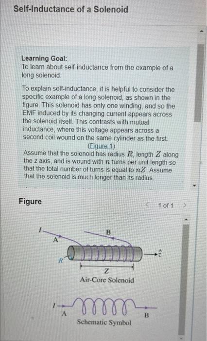 Solved Self-Inductance of a Solenoid Learning Goal: To learn | Chegg.com