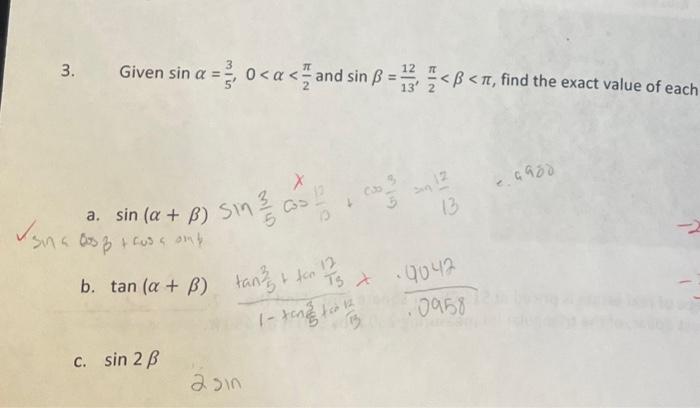 Solved Given sinα=53,0