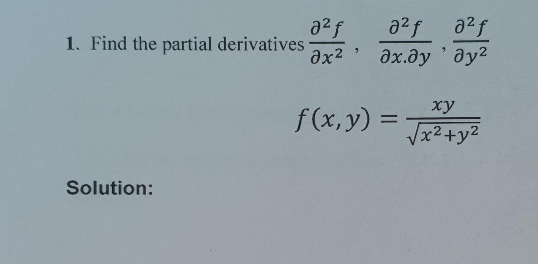 Solved 1. Find the partial derivatives | Chegg.com