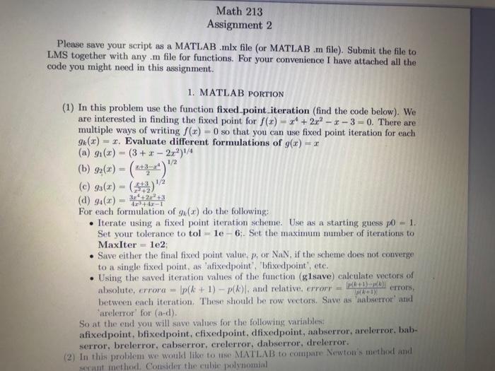 1/2 1/2 Math 213 Assignment 2 Please save your script | Chegg.com