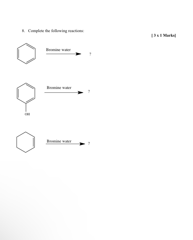 Solved Complete the following reactions:[ 3×1 ﻿Marks] | Chegg.com