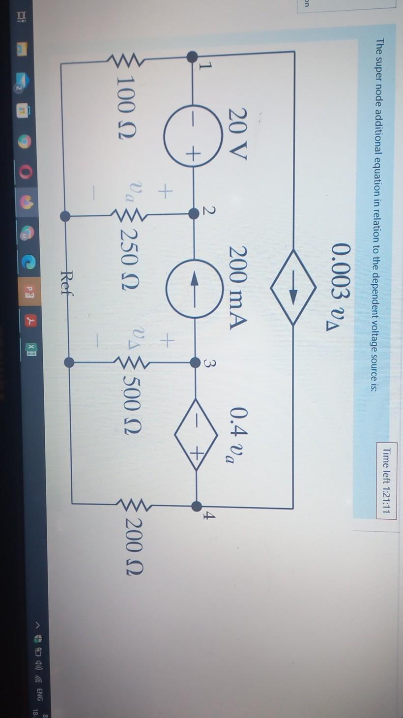 Solved Time left 1:21:11 The super node additional equation | Chegg.com