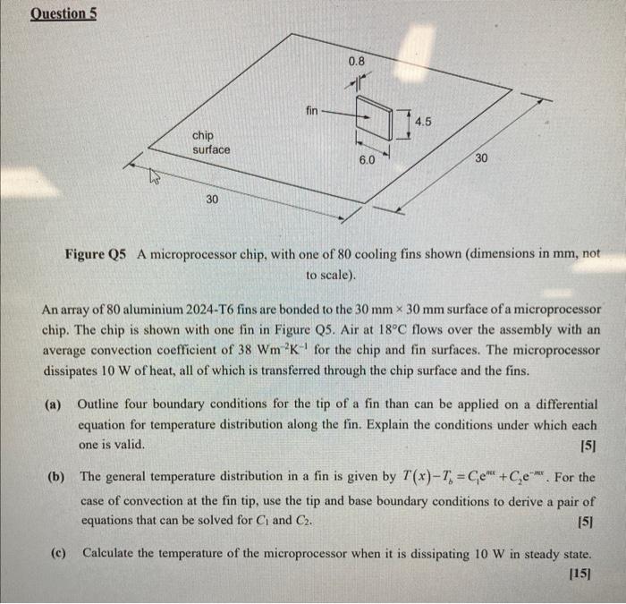 Solved Question 5 Figure Q5 A microprocessor chip, with one | Chegg.com