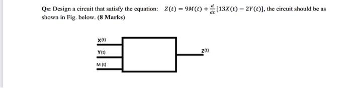 Solved Qs: Design a circuit that satisfy the equation: | Chegg.com