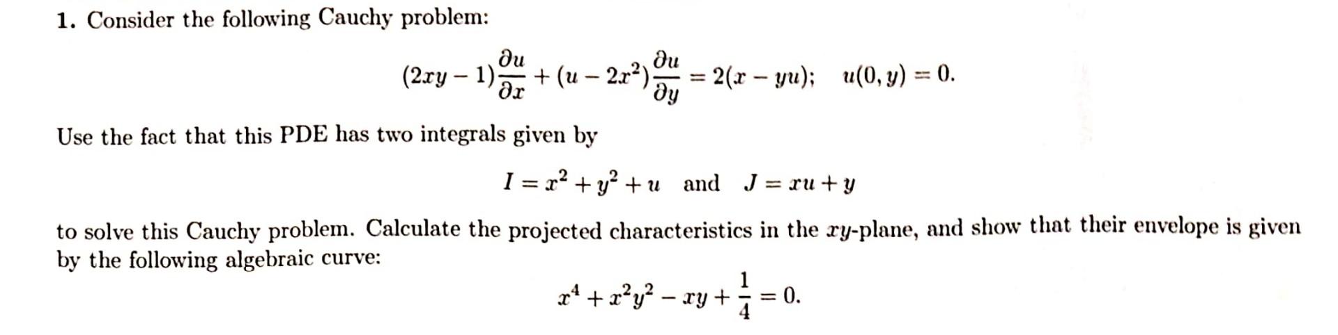 Solved Topic Cauchy Problem Involving A First Order
