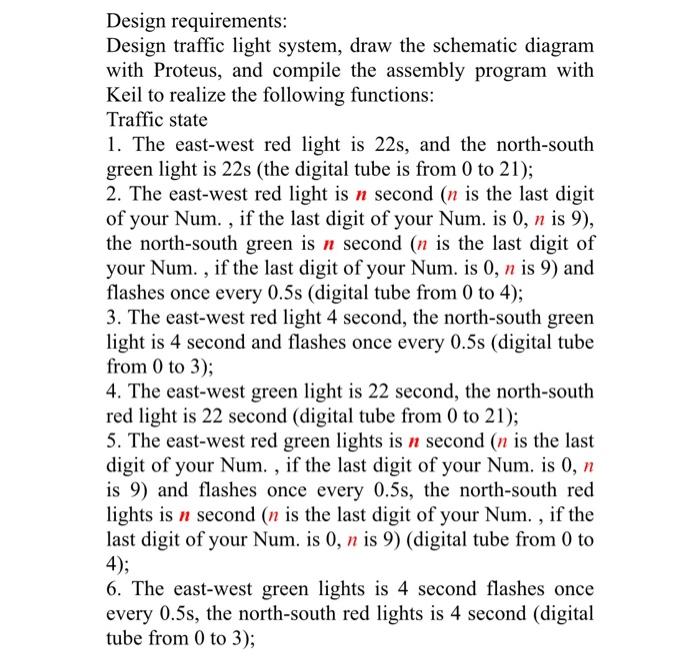 Solved Design requirements: Design traffic light system, | Chegg.com