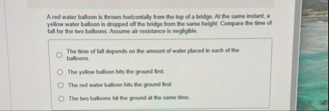 Solved A red water balloon is thrown horizontally from the | Chegg.com