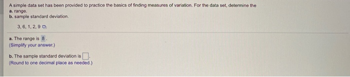 Solved A simple data set has been provided to practice the | Chegg.com