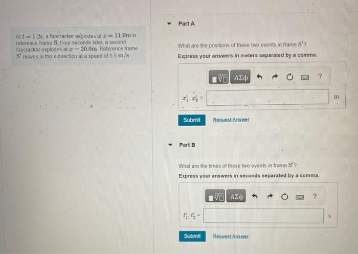 Solved At t=1.2 s, a firecracker explodes at x=11.0 m in | Chegg.com