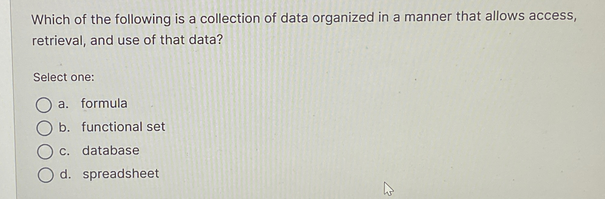 Solved Which of the following is a collection of data | Chegg.com