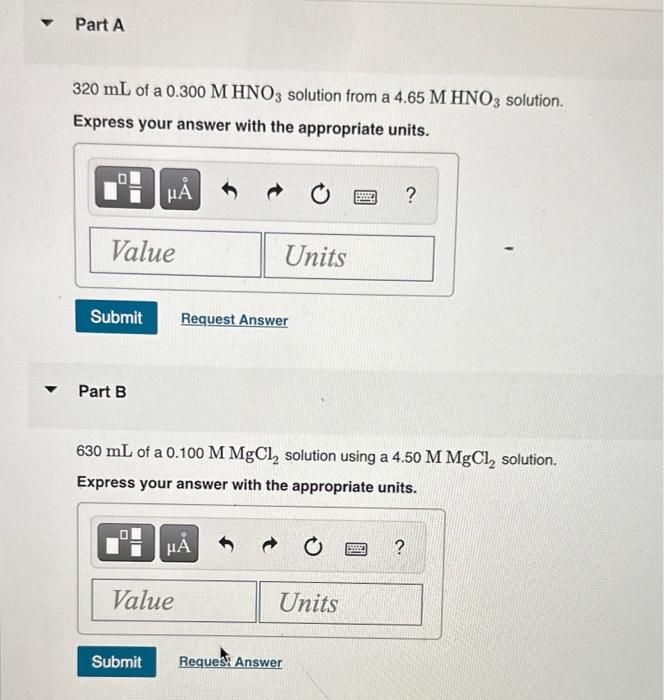 Solved Determine the volume (mL) required to prepare each of | Chegg.com