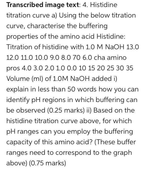 Solved 4. Histidine titration curve a) Using the below | Chegg.com