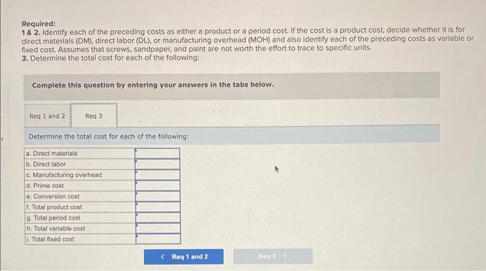 Solved PA1-3 (Algo) Classifying Costs; Calculating Total | Chegg.com