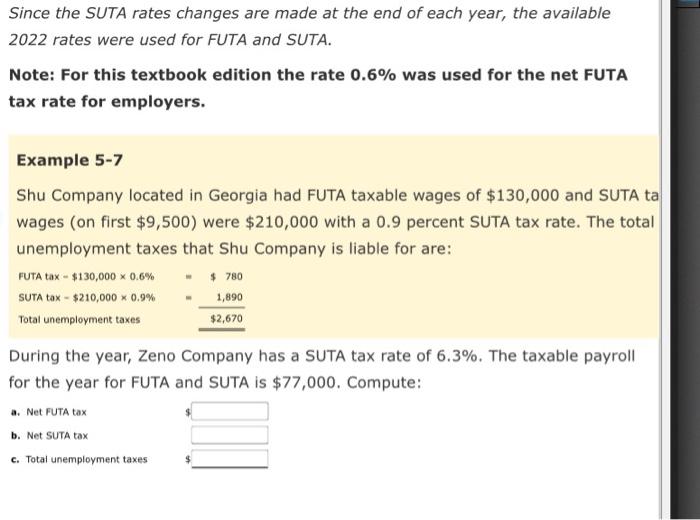 Solved Since the SUTA rates changes are made at the end of | Chegg.com
