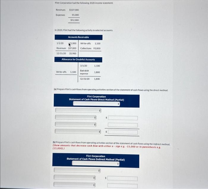 Solved Flint Corporation had the following 2020 income | Chegg.com