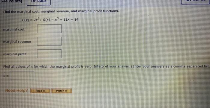 Solved Find the marginal cost, marginal revenue, and | Chegg.com