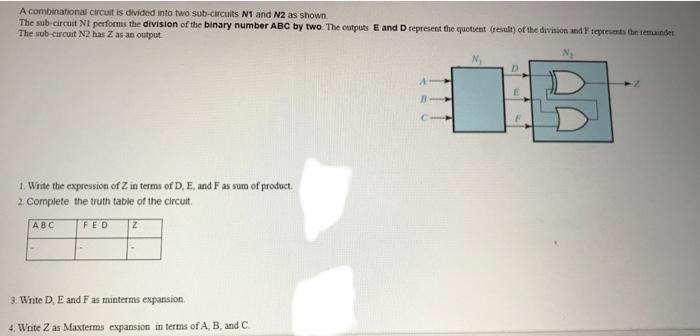Solved A combinational circuit is divided into two | Chegg.com