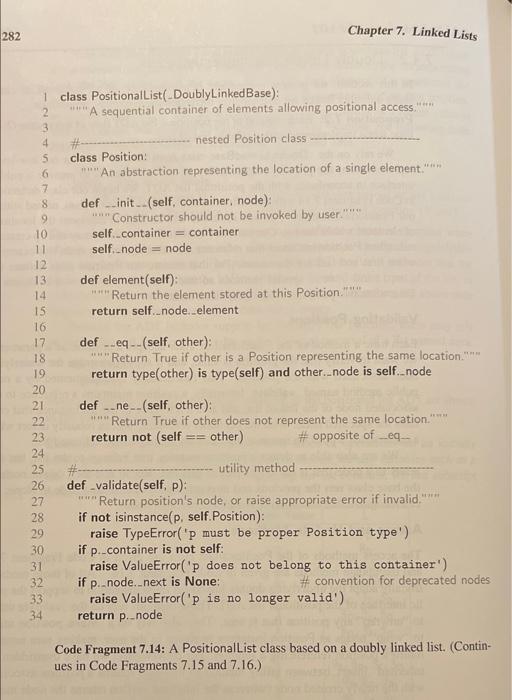 Solved C-12.27 Augment the Positional List class (see | Chegg.com