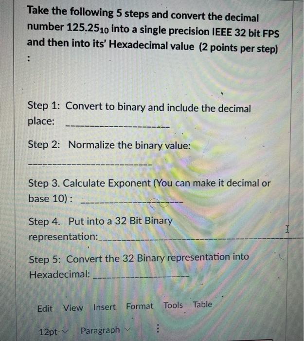 Solved Take the following 5 steps and convert the decimal | Chegg.com