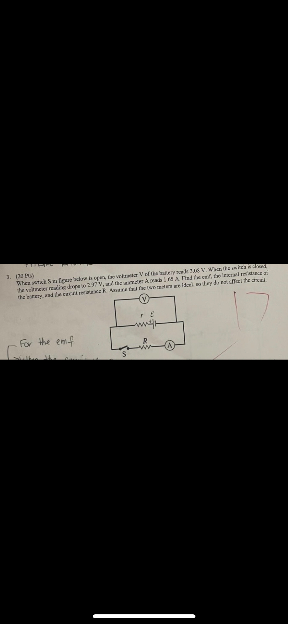 Solved (20 ﻿Pts)When switch S in figure below is open, the | Chegg.com