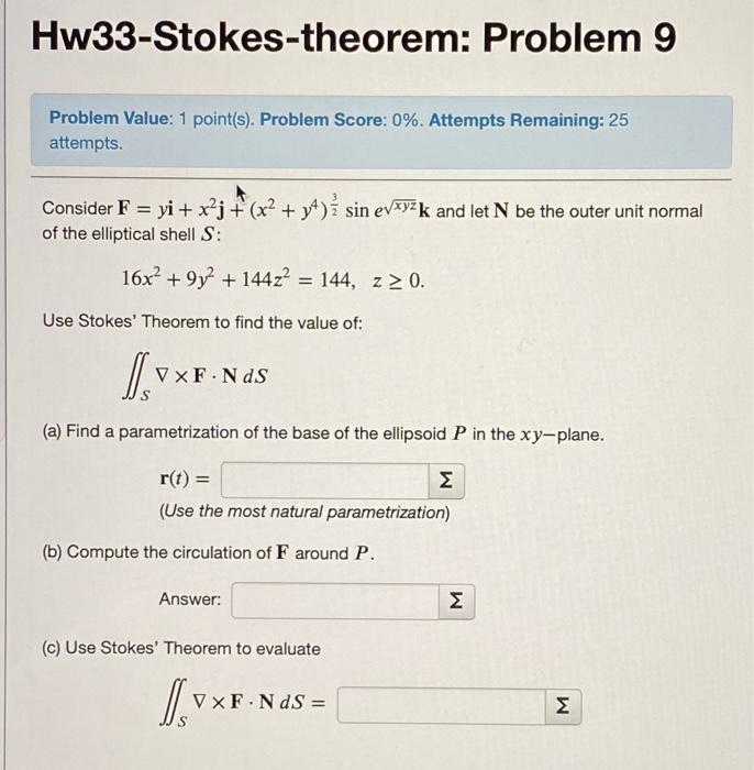 Solved Hw33-Stokes-theorem: Problem 9 Problem Value: 1 | Chegg.com