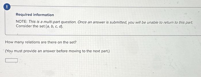 Solved Required information NOTE: This is a multi-part | Chegg.com