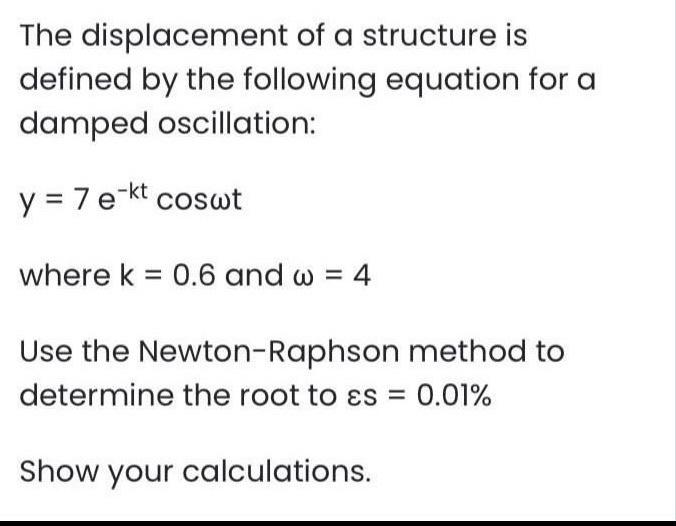 Solved The displacement of a structure is defined by the | Chegg.com