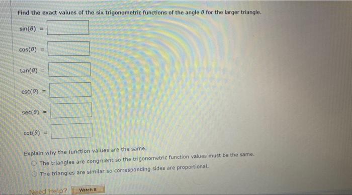Solved Consider the following triangles. (i) Find the exact | Chegg.com