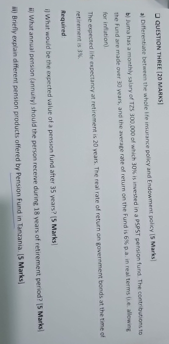 Solved QUESTION THREE [20 ﻿MARKS]a) ﻿Differentiate between | Chegg.com