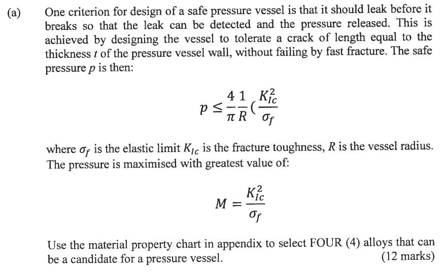 Solved where σf ﻿is the elastic limit KIc ﻿is the fracture | Chegg.com