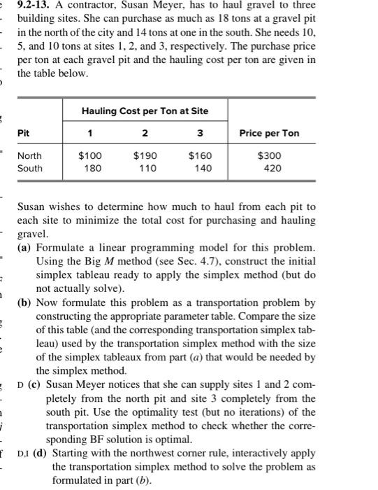 9.2-13. A contractor, Susan Meyer, has to haul gravel | Chegg.com