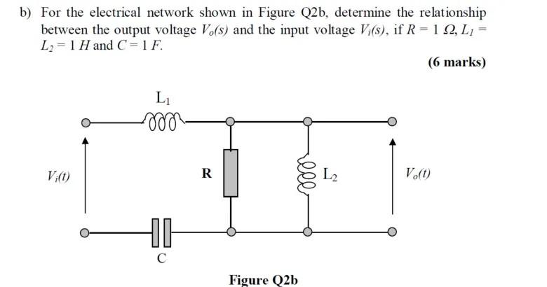 Solved b) For the electrical network shown in Figure Q2b, | Chegg.com