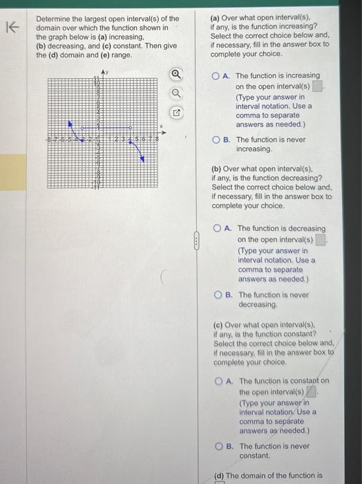 Solved Determine the largest open interval(s) of the domain | Chegg.com