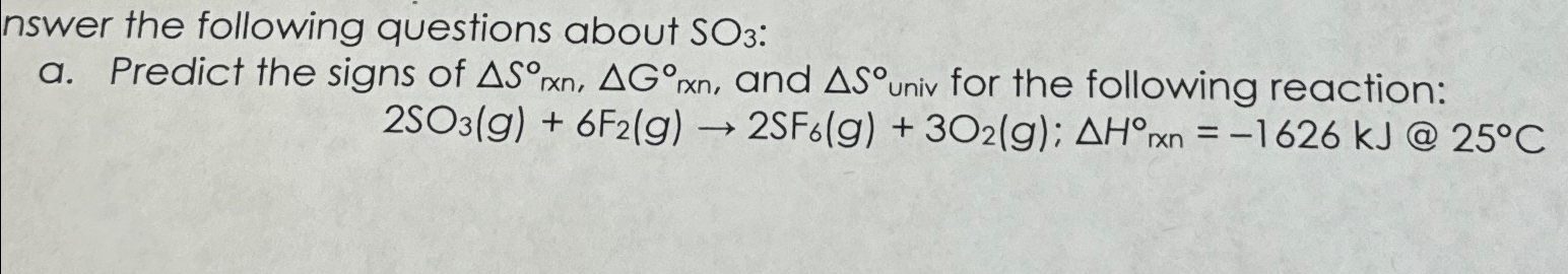 Solved nswer the following questions about SO3 ﻿:a. ﻿Predict | Chegg.com